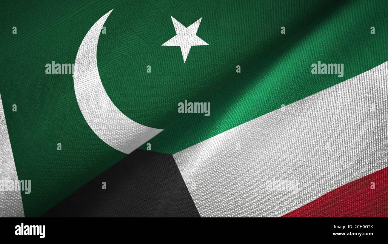 Pakistan and Kuwait two flags textile cloth, fabric texture Stock Photo ...
