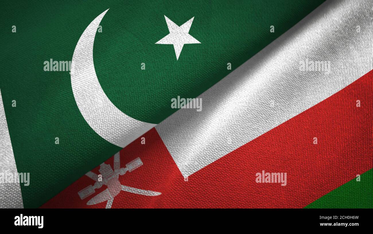 Pakistan and Oman two flags textile cloth, fabric texture Stock Photo ...