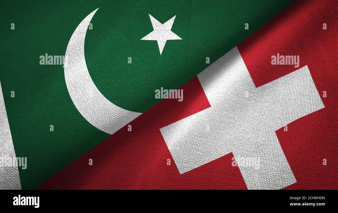 Pakistan and Switzerland two flags textile cloth, fabric texture Stock ...
