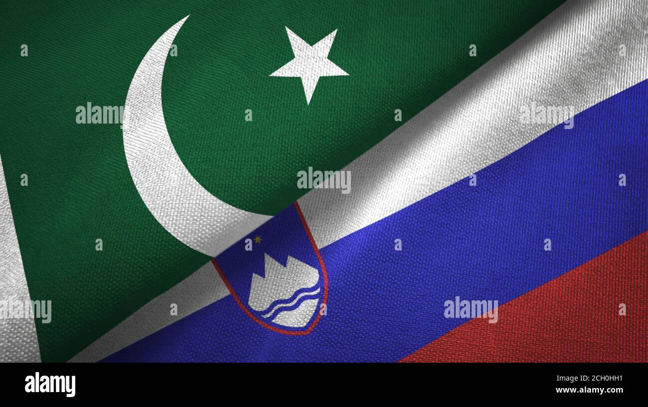 Pakistan and Slovenia two flags textile cloth, fabric texture Stock ...