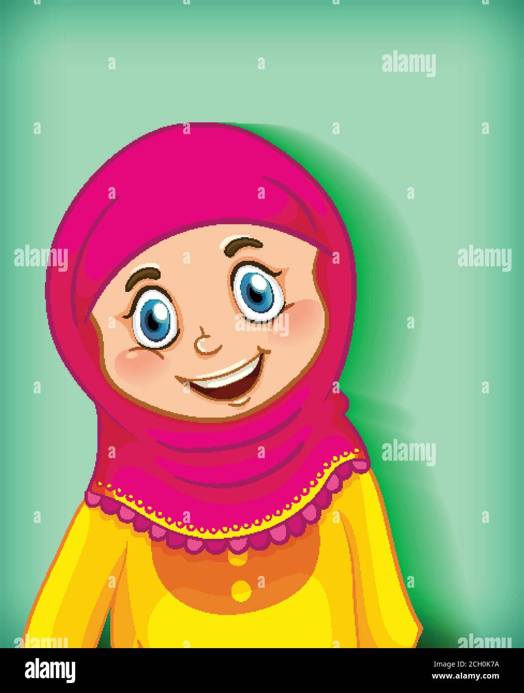 Happy muslim girl cartoon character illustration Stock Vector Image ...