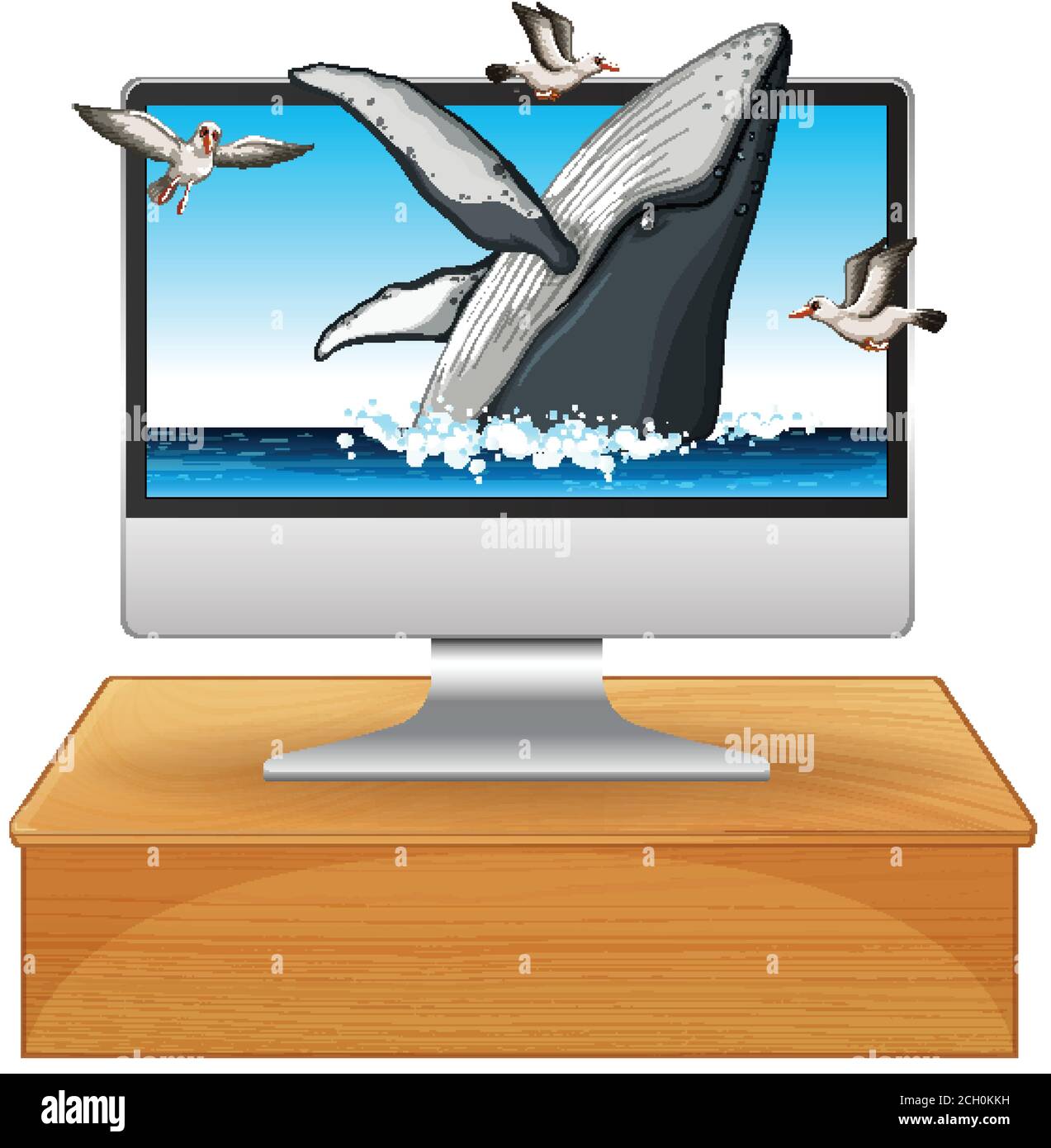 Humpback whale on computer background illustration Stock Vector Image ...