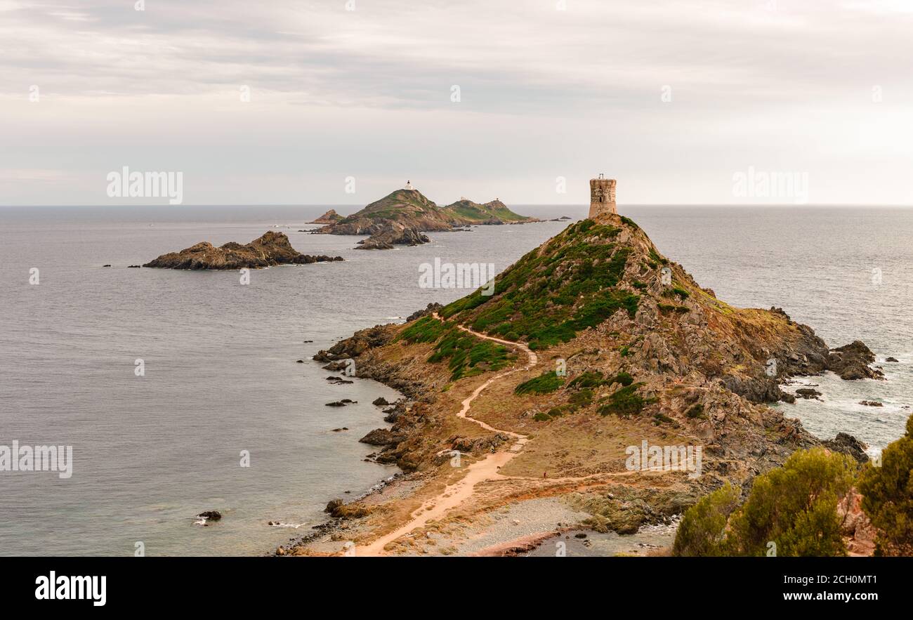The Parata tower of the bloody islands at Sunset in the South of France ...