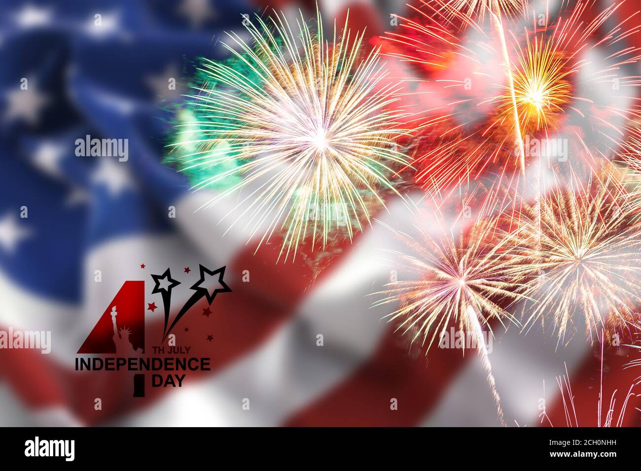 4th of July, American Independence Day celebration background with fire ...