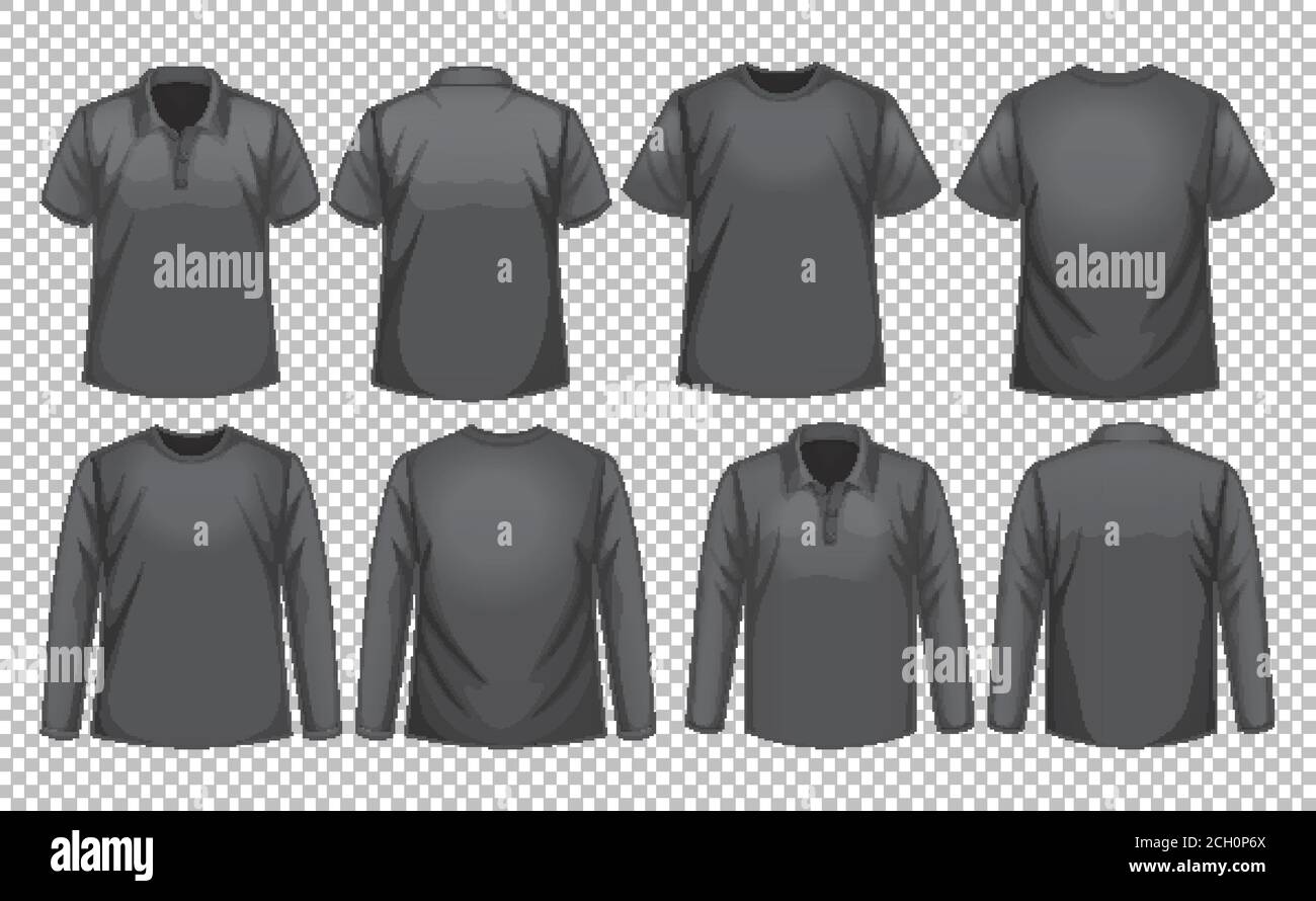 Set of different types of shirt in same color illustration Stock Vector ...