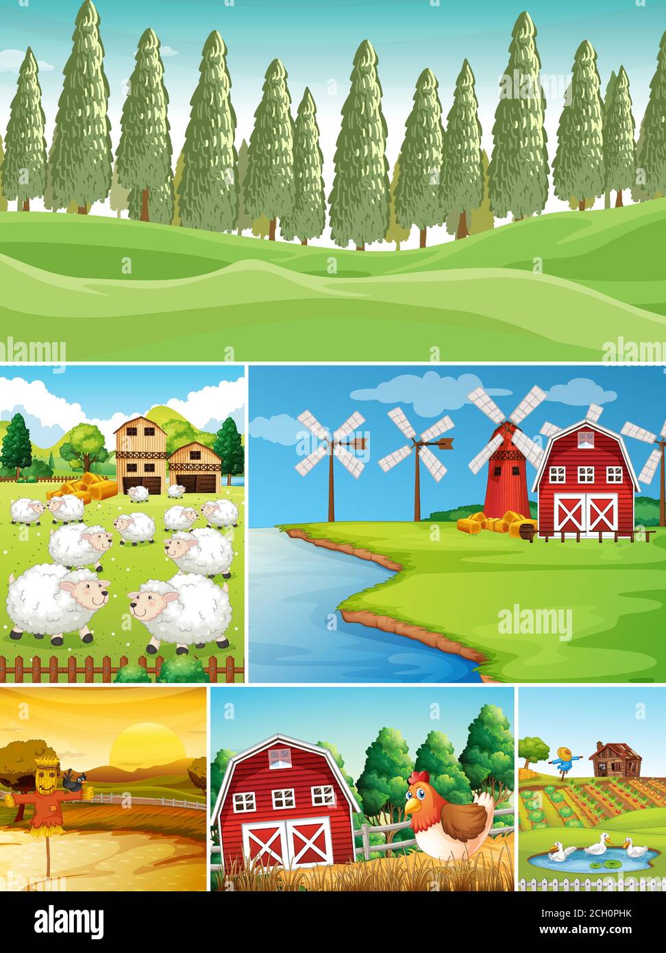 Set of farm scene illustration Stock Vector Image & Art - Alamy
