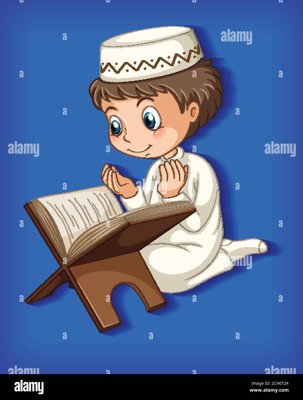 Muslim boy reading from the quran illustration Stock Vector Image & Art ...