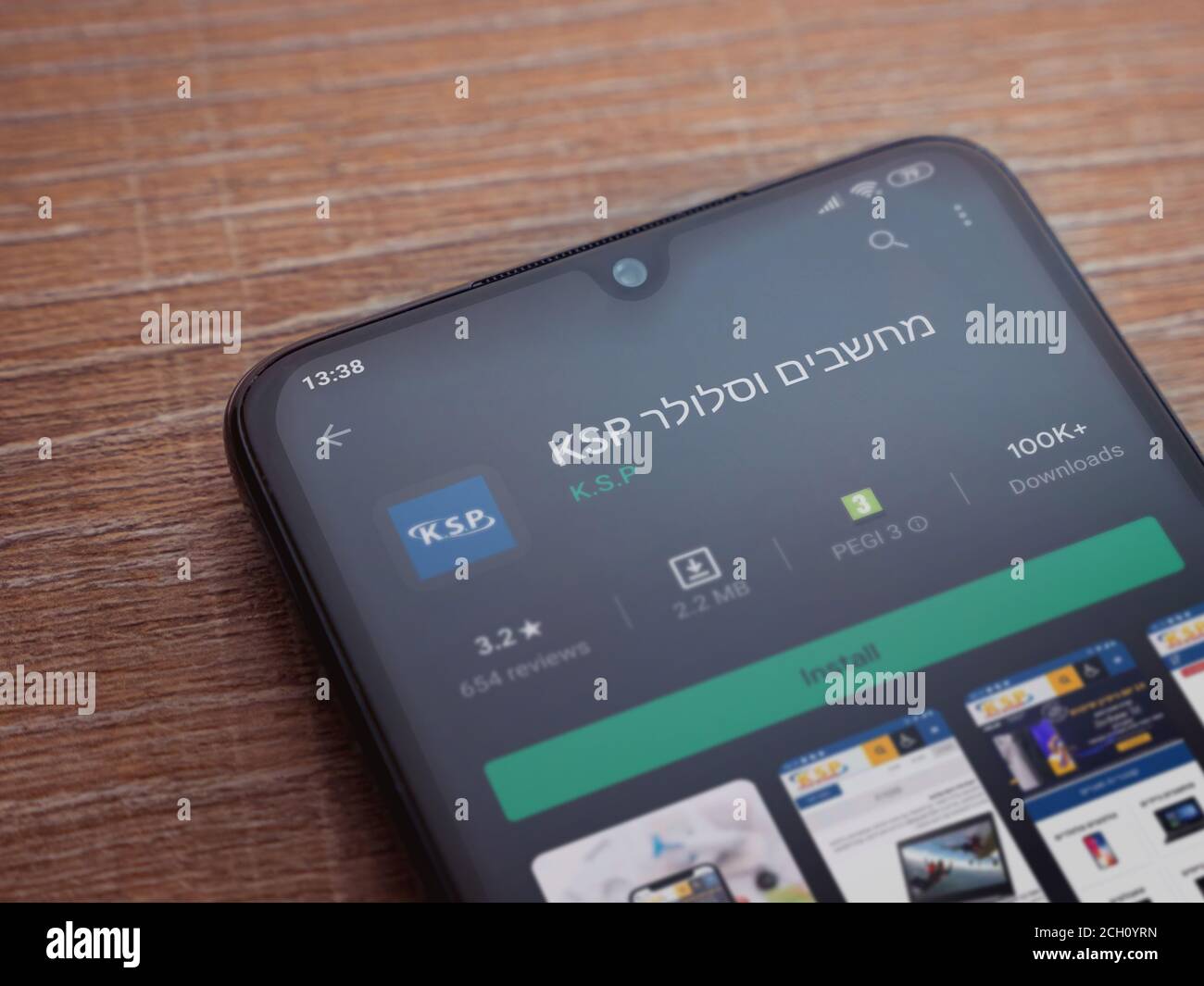 Lod, Israel - July 8, 2020: KSP app play store page on the display of a ...