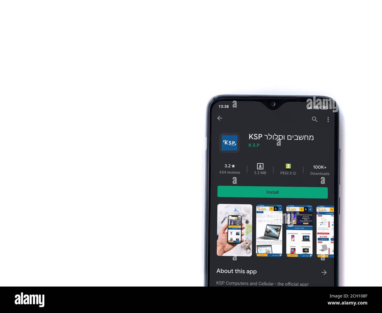 Lod, Israel - July 8, 2020: KSP app play store page on the display of a ...