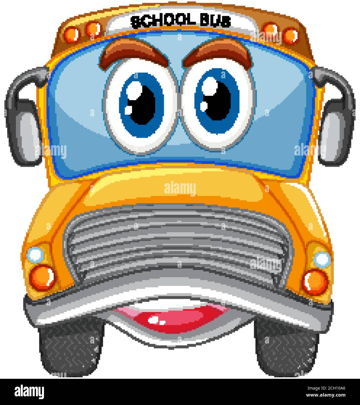 Yellow school bus with big eyes carton character isolated illustration ...