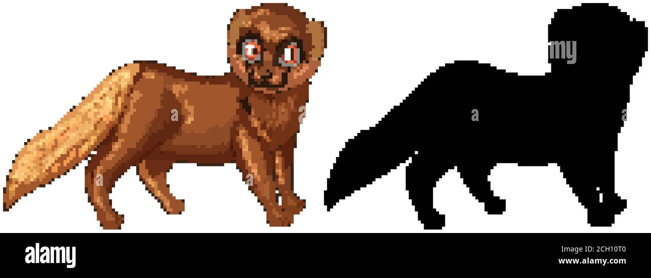 Mink characters and its silhouette on white background illustration ...