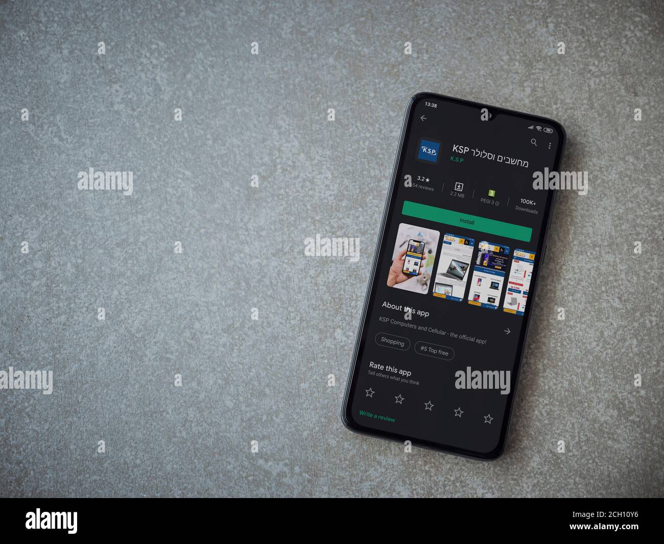 Lod, Israel - July 8, 2020: KSP app play store page on the display of a ...