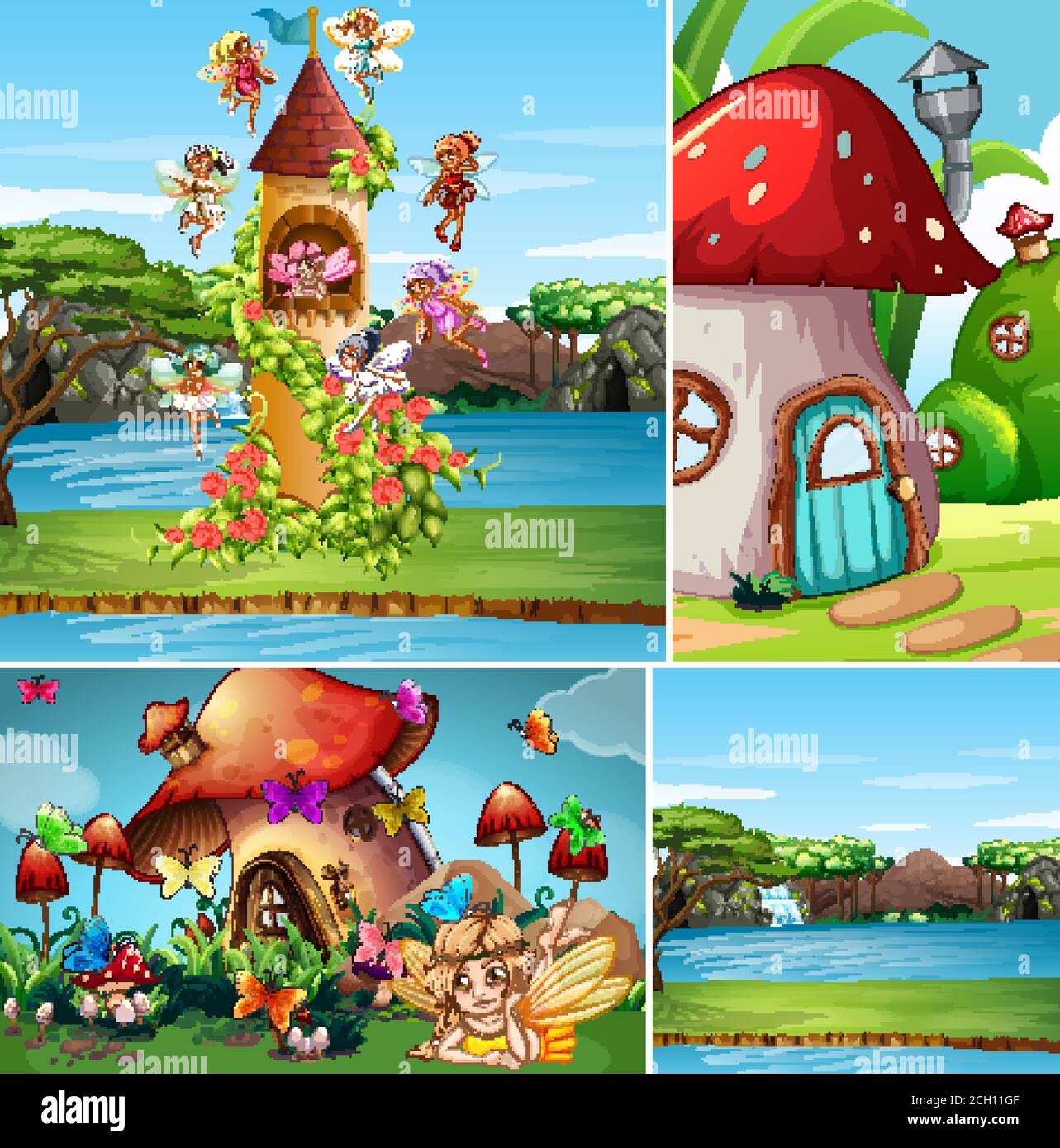 Set of fantasy background illustration Stock Vector Image & Art - Alamy