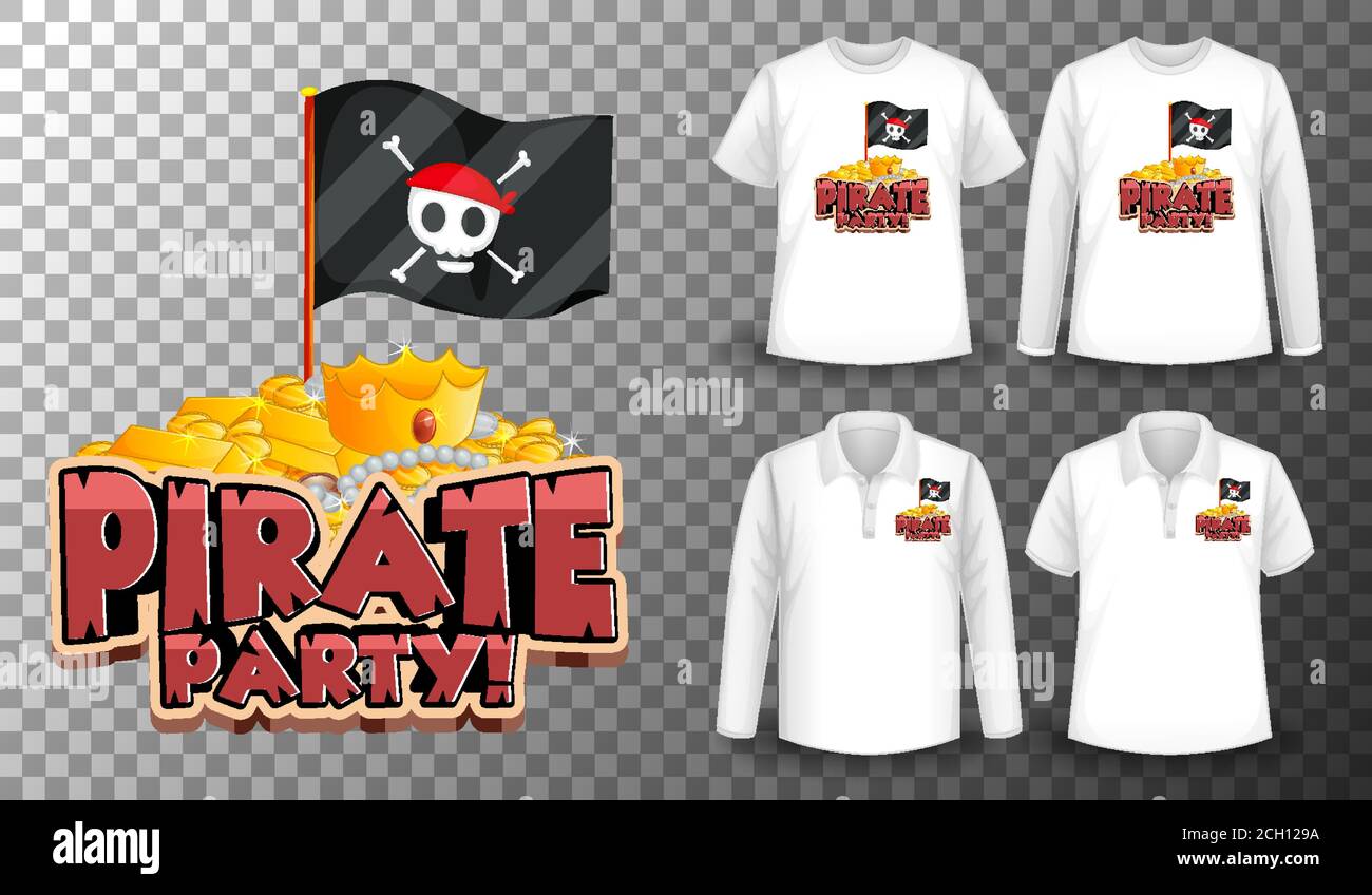 Pirate Party logo with Set of different shirts with pirate party logo ...