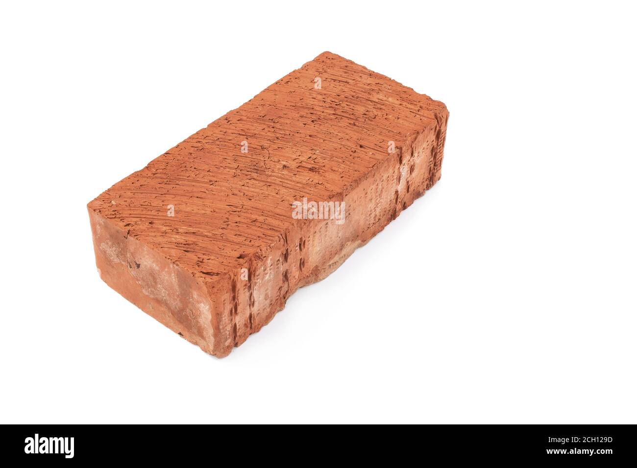 one single red brick isolated on white background, the red brick symbol ...