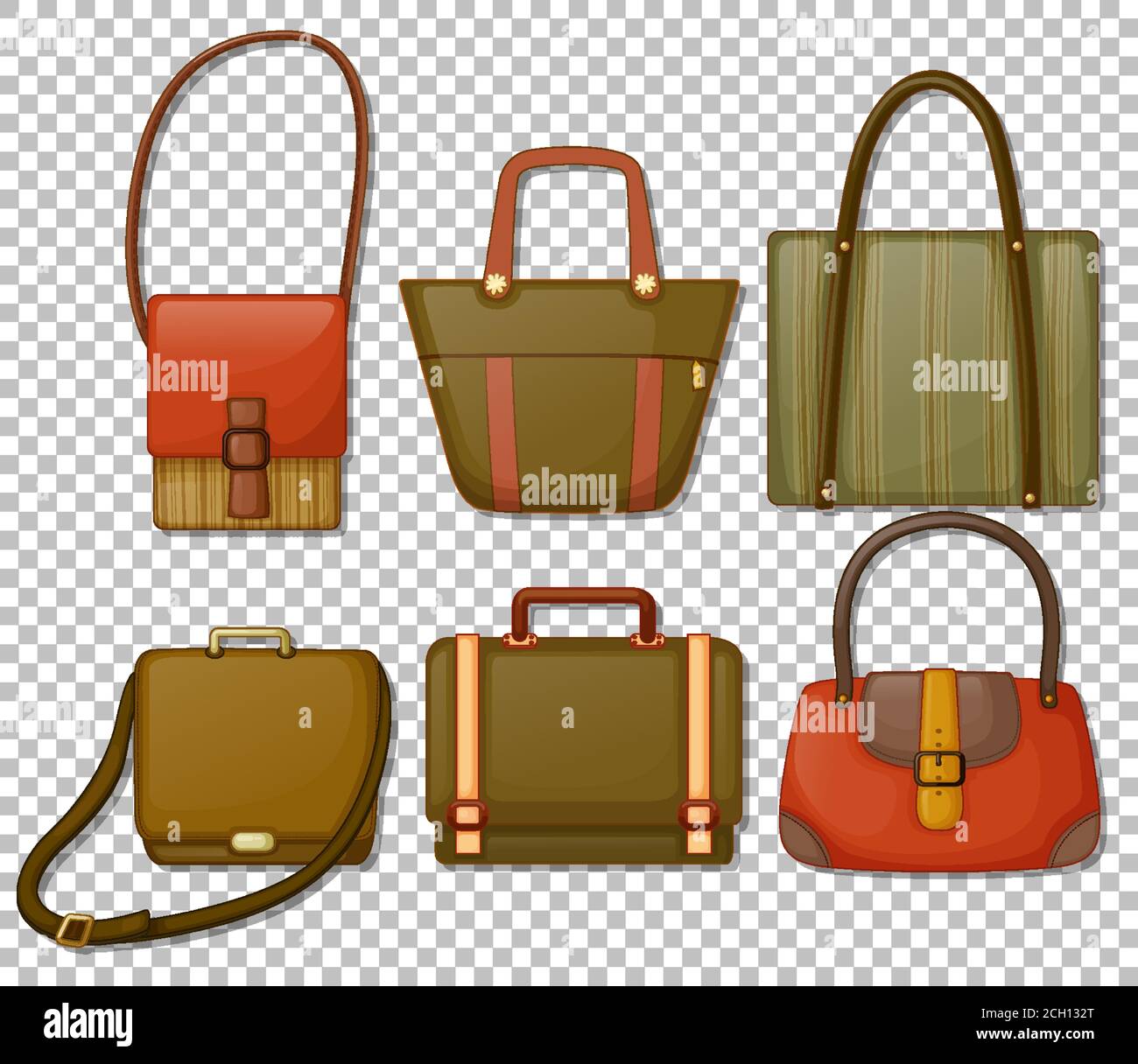 Set of vintage hand bags cartoon style isolated illustration Stock ...