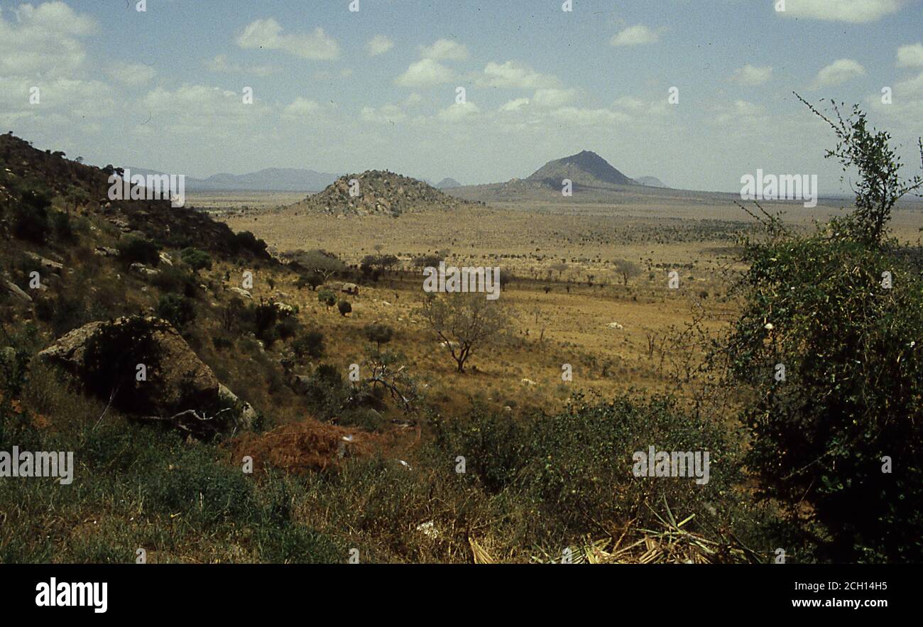 african savanna with hills and grasslands Stock Photo - Alamy