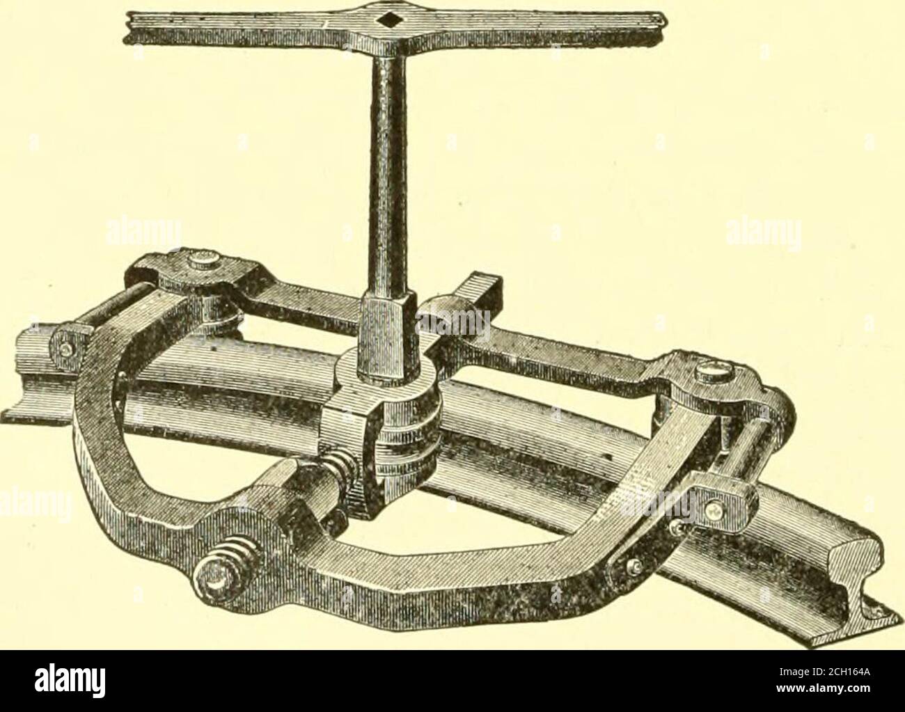 . Railway track and track work . Fig. 180.—Rail Benders. the arms fit ...