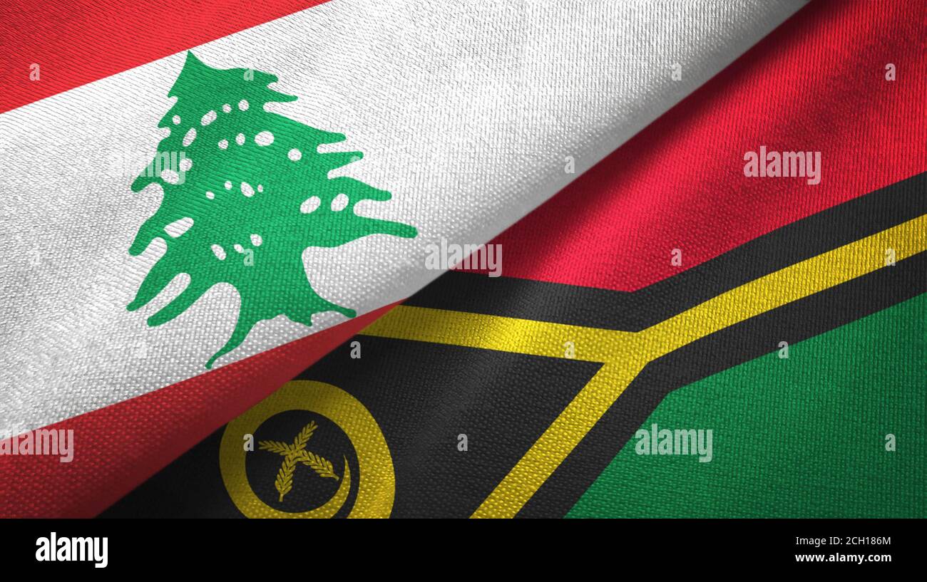 Lebanon and Vanuatu two flags textile cloth, fabric texture Stock Photo ...