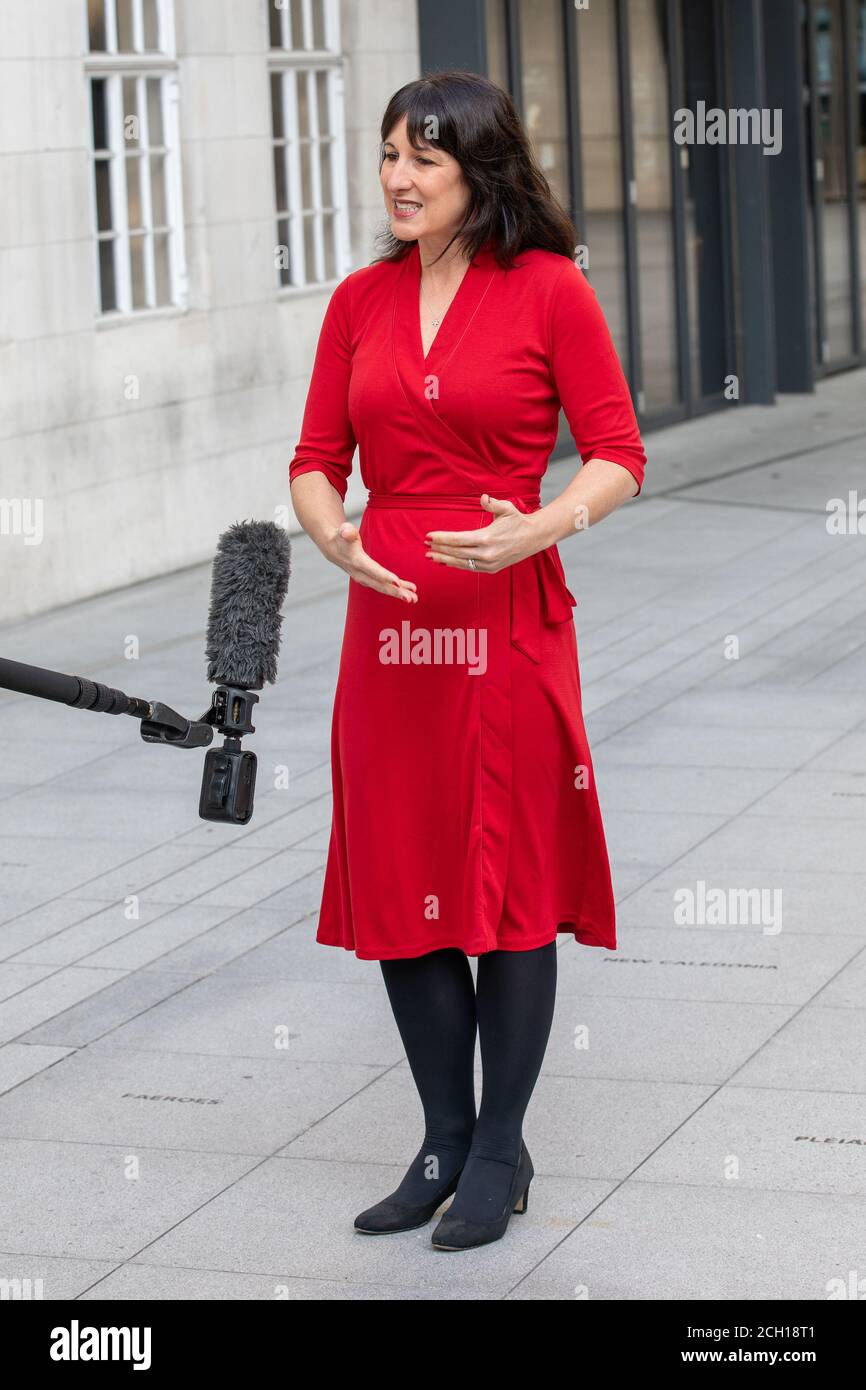 London, UK. 13th Sep, 2020. MP Rachel Reeves is interviewed outside the ...