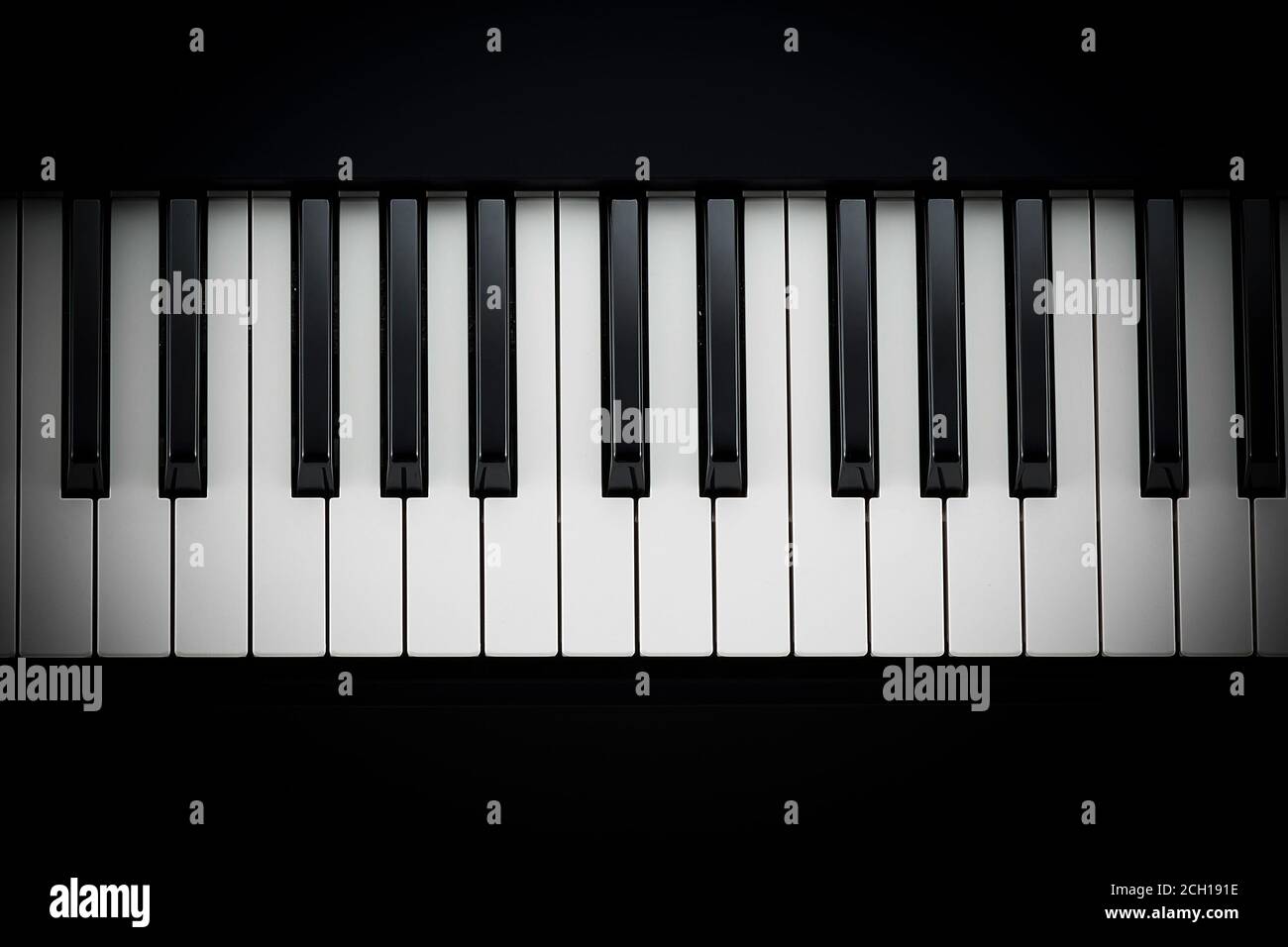 Music keyboard top view background. Concept banner Stock Photo - Alamy