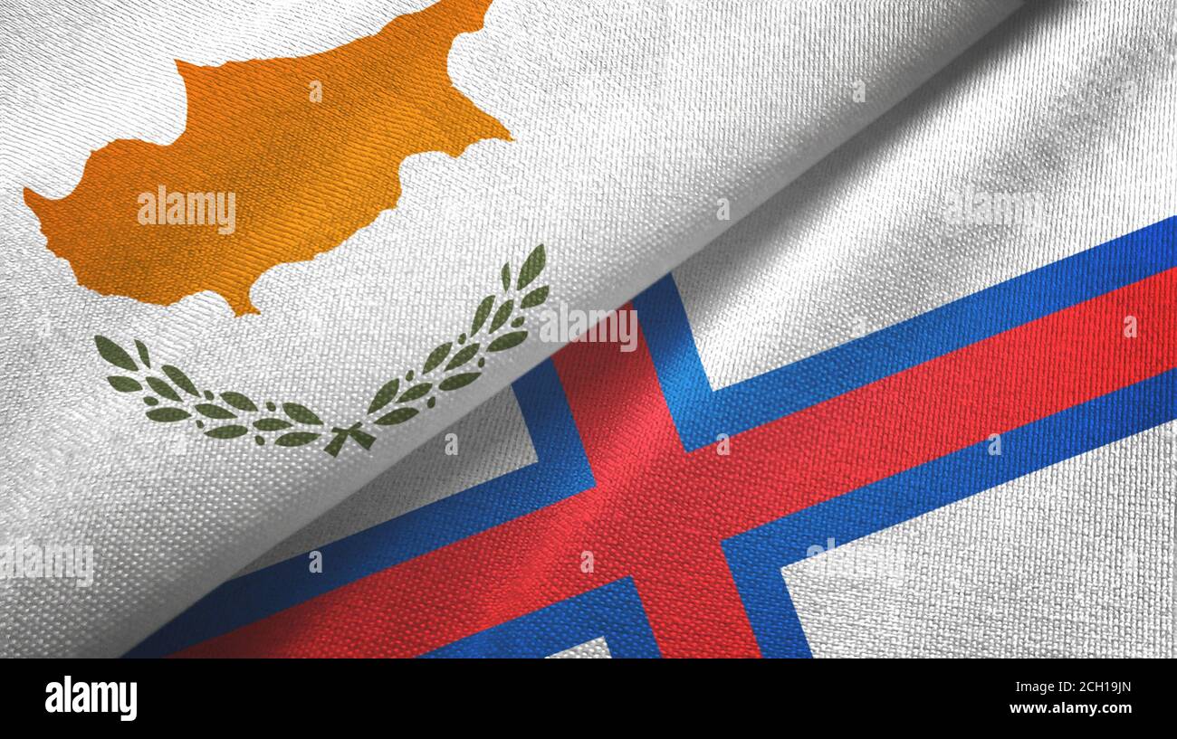 Cyprus and Faroe Islands two flags textile cloth, fabric texture Stock ...