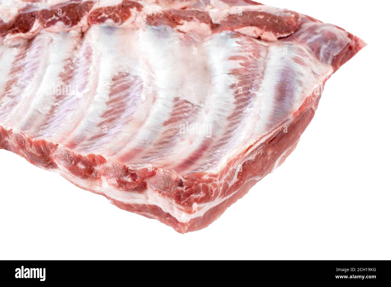 Whole raw pork ribs isolated on white background. spare ribs or belly ...