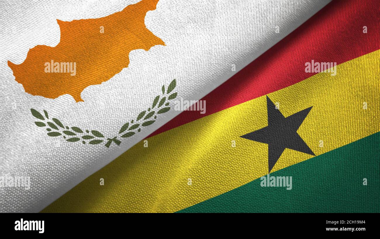 Cyprus and Ghana two flags textile cloth, fabric texture Stock Photo ...