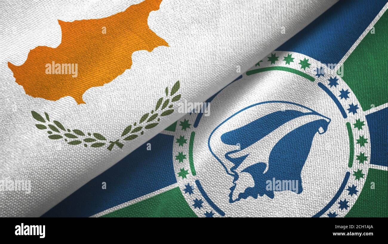 Cyprus and Martinique two flags textile cloth, fabric texture Stock ...