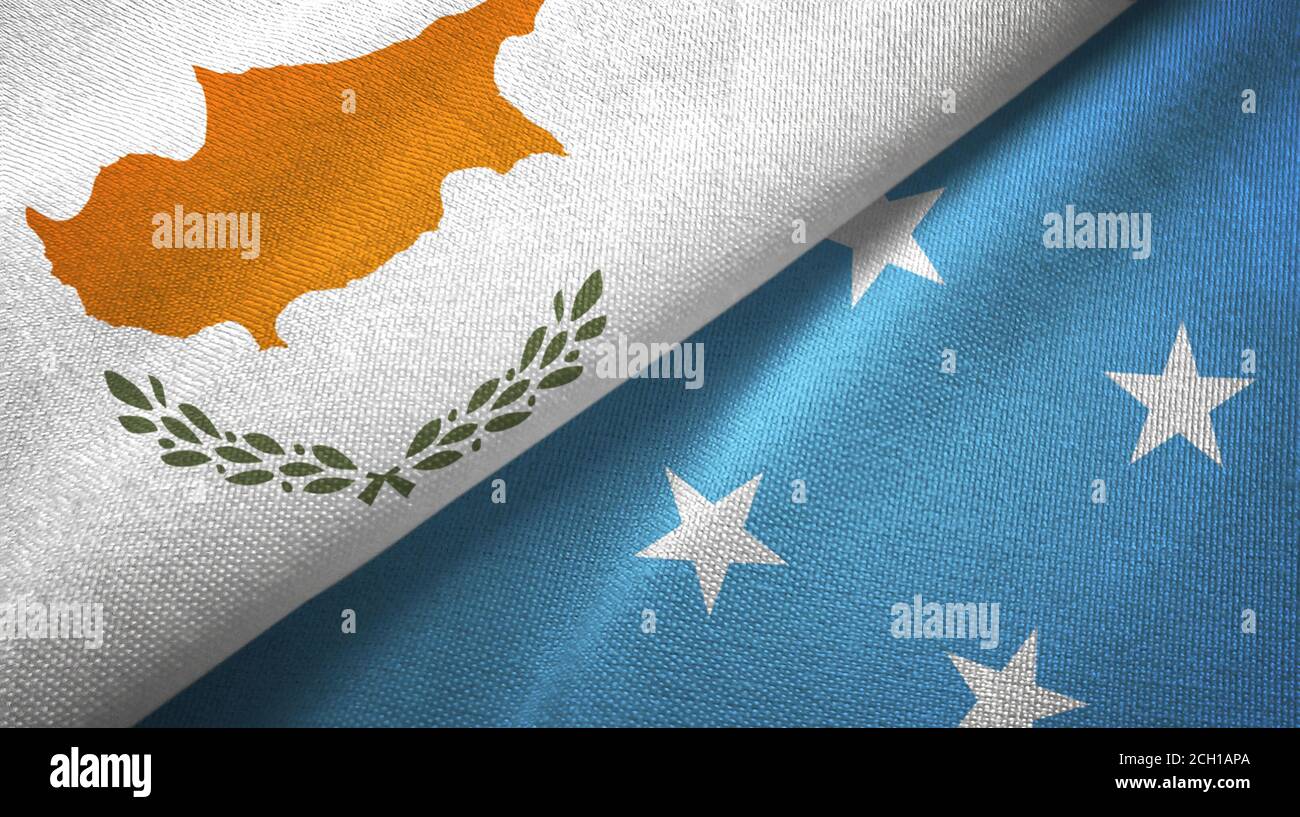 Cyprus and Micronesia two flags textile cloth, fabric texture Stock ...