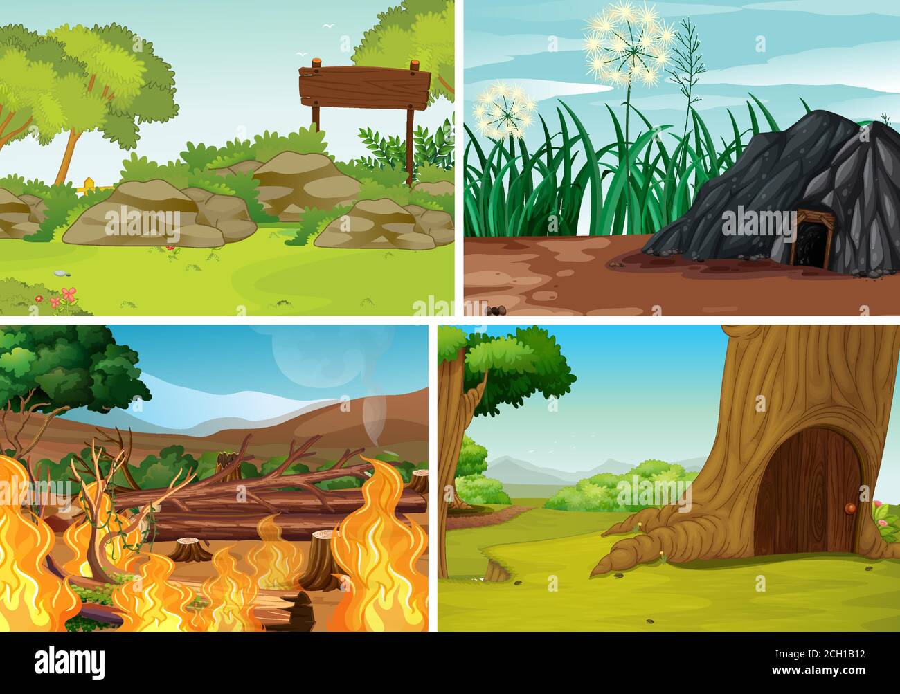 Set of outdoor nature background illustration Stock Vector Image & Art ...