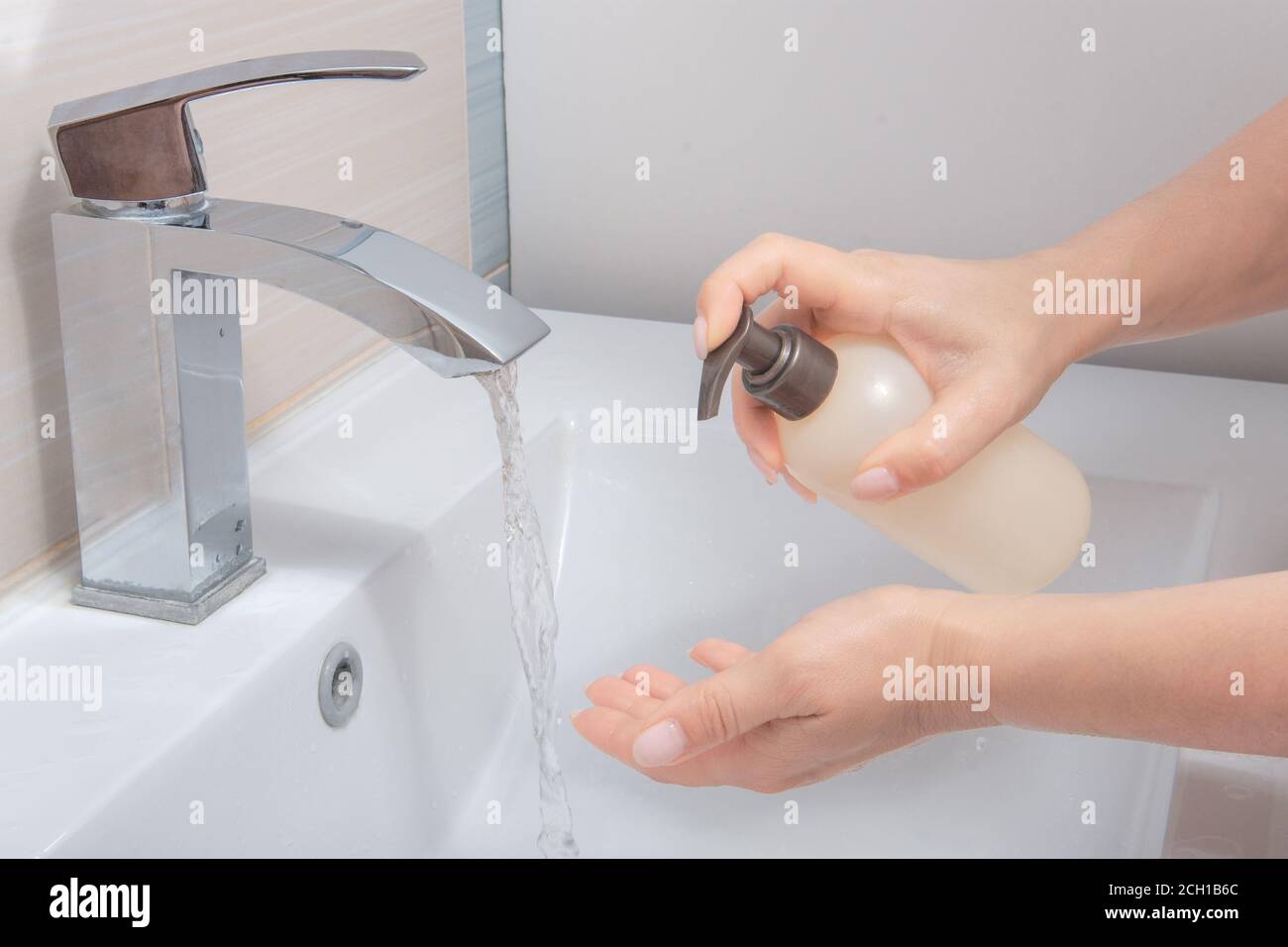 Cleaning Hands.. Hygiene concept. Washing hands with soap under the ...