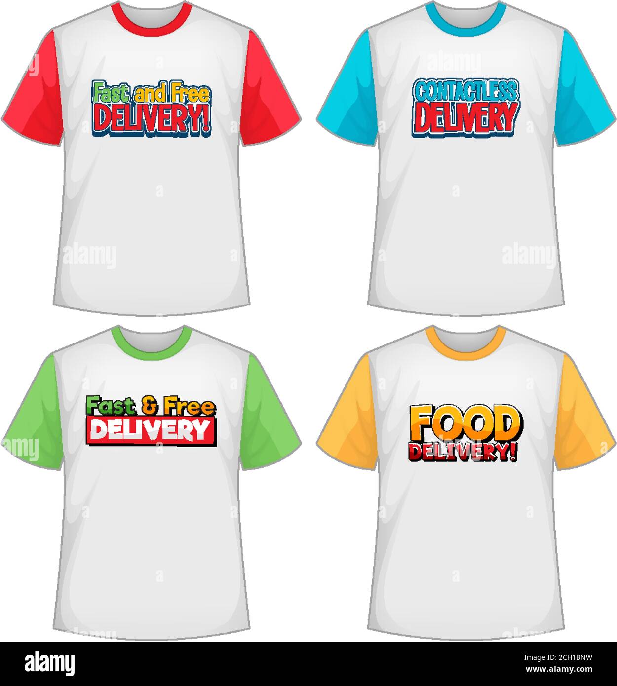 Set of different types of delivery logo screen on different colour t ...