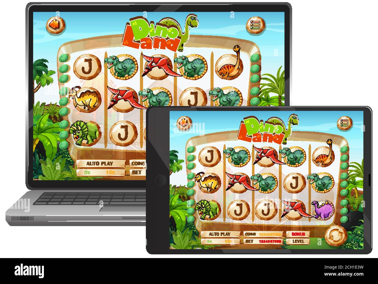 Dinosaur game on laptop screen illustration Stock Vector Image & Art ...