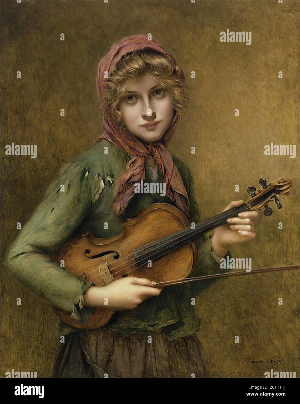 Martin-Kavel François - the Young Violin Player - French School - 19th ...