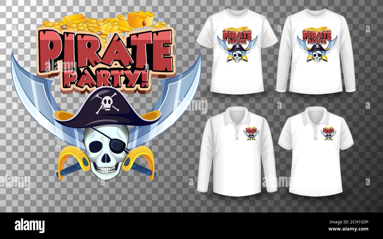 Pirate Party logo with Set of different shirts with pirate party logo ...
