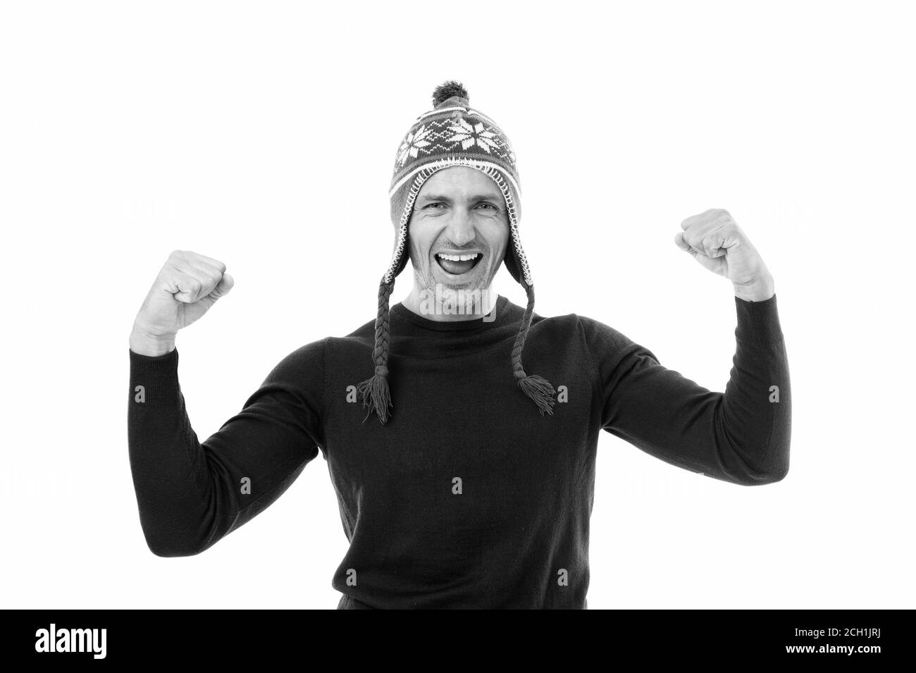 Christmas holidays handsome bearded Black and White Stock Photos ...