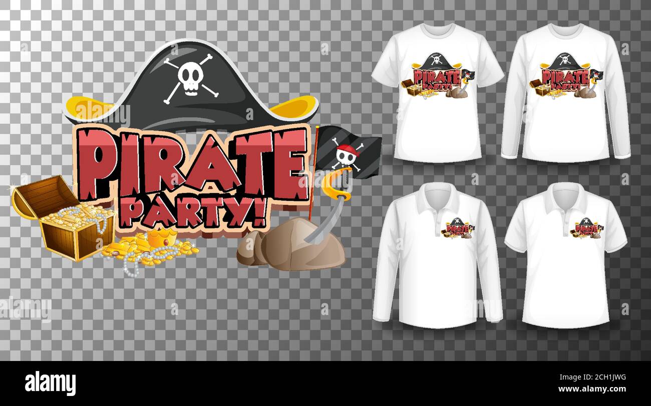 Pirate Party logo with Set of different shirts with pirate party logo ...
