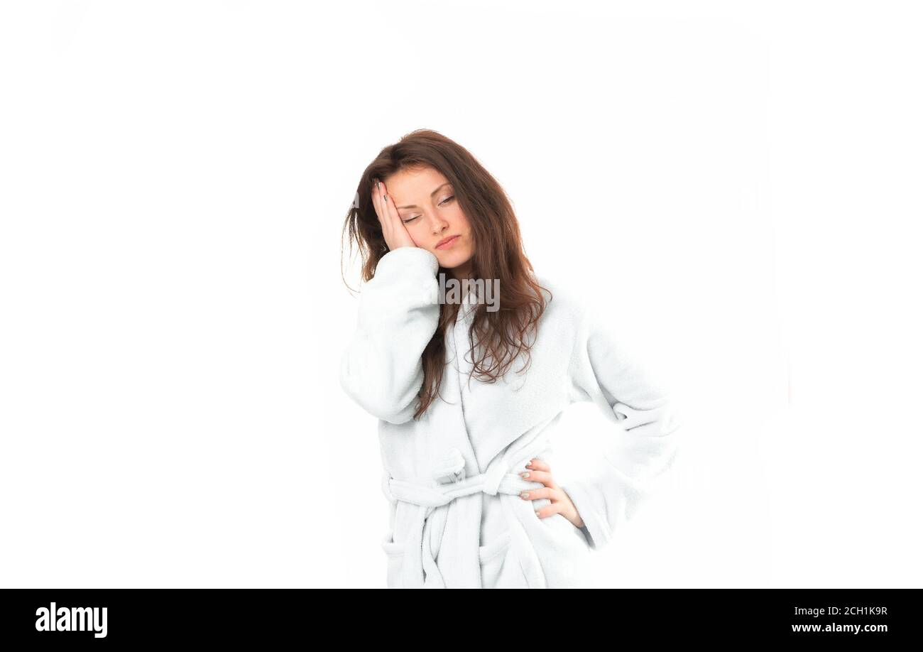 Tired again. Hard morning. Girl sleepy face. Insomnia effects. Sleepy ...