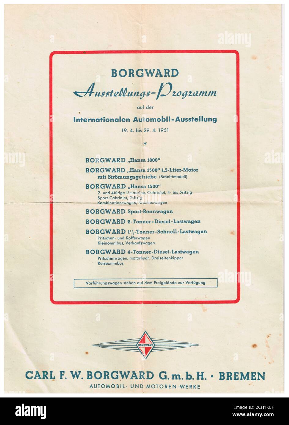 Borgward promotional document, Germany, 1951 Stock Photo - Alamy