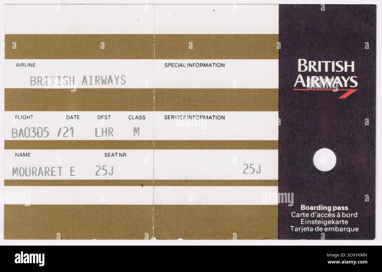 British Airways plane ticket Stock Photo - Alamy