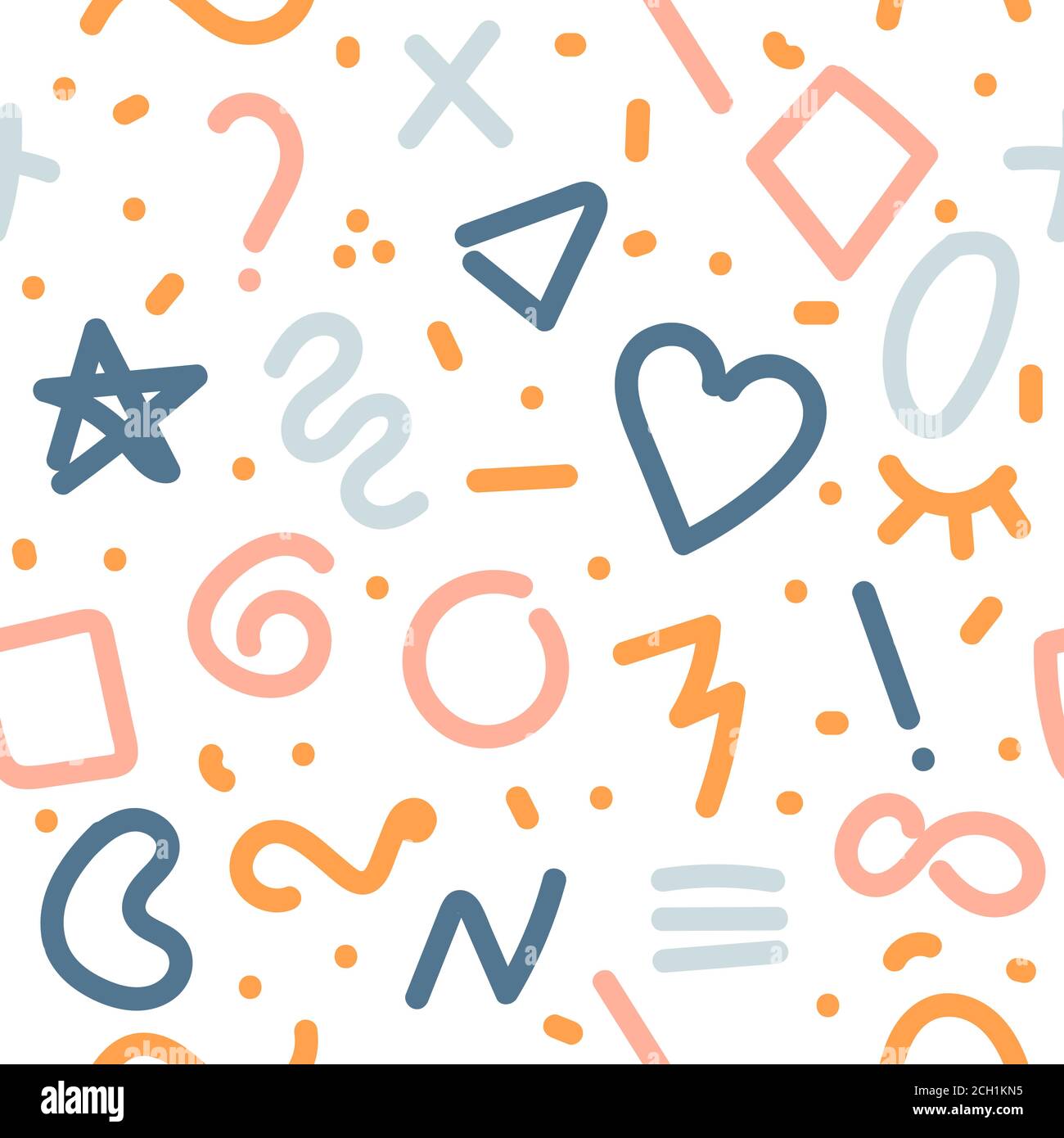 Memphis doodle background. Seamless pattern for fabric design Stock ...