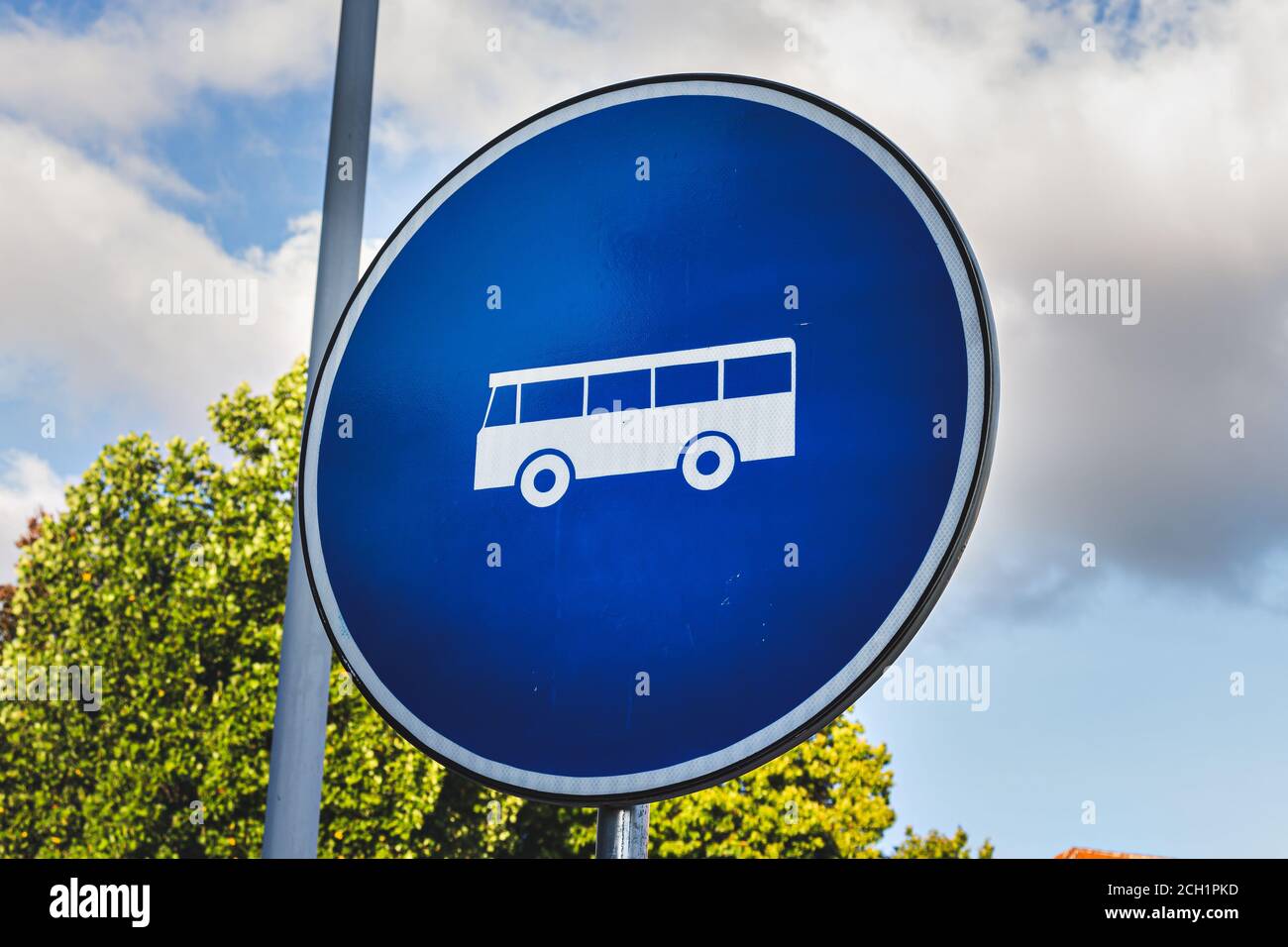 Bus traffic sign, city life, Portugal Stock Photo - Alamy
