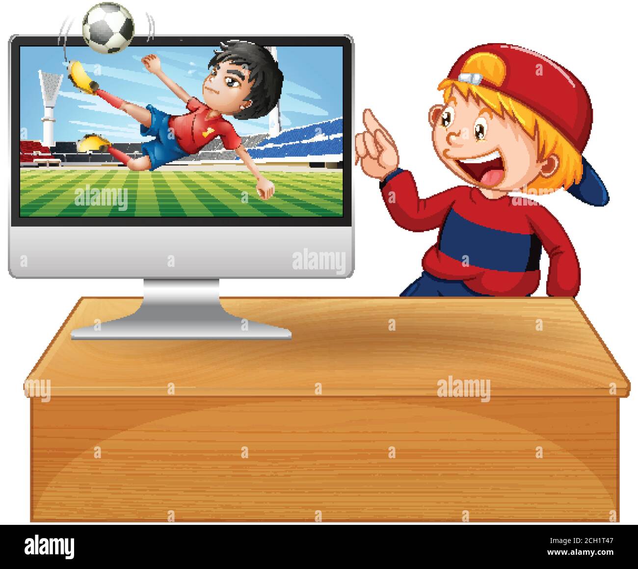 Football on computer desktop screen illustration Stock Vector Image ...