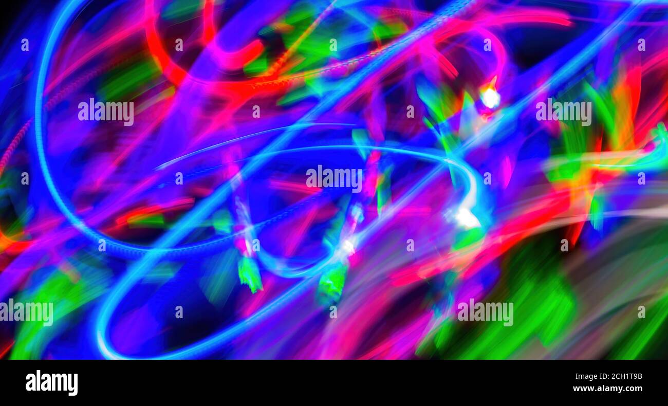Abstract multi-colored LED light trails Stock Photo - Alamy
