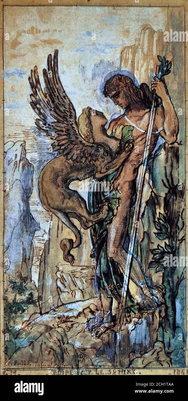 Moreau Gustave - Oedipus and the Sphinx 2 - French School - 19th and ...