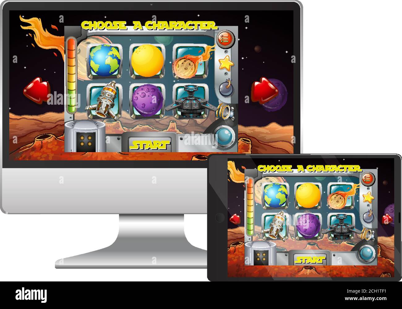 Space game on computer screen illustration Stock Vector Image & Art - Alamy