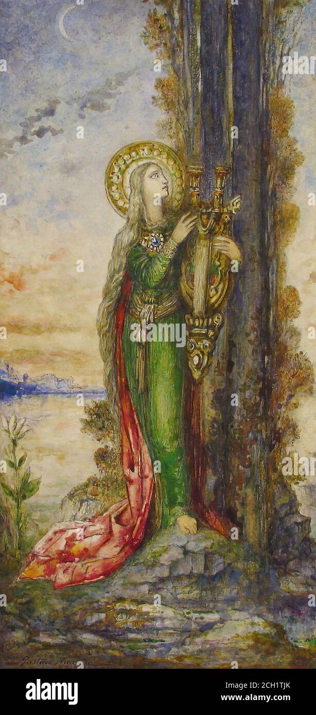 Moreau Gustave - Saint Cecilia - French School - 19th and Early 20th ...