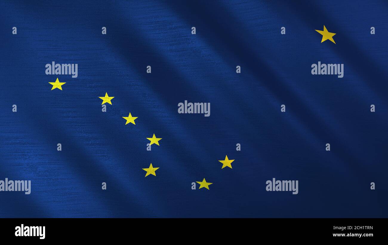 The waving flag of Alaska. High quality 3D illustration. Perfect for ...