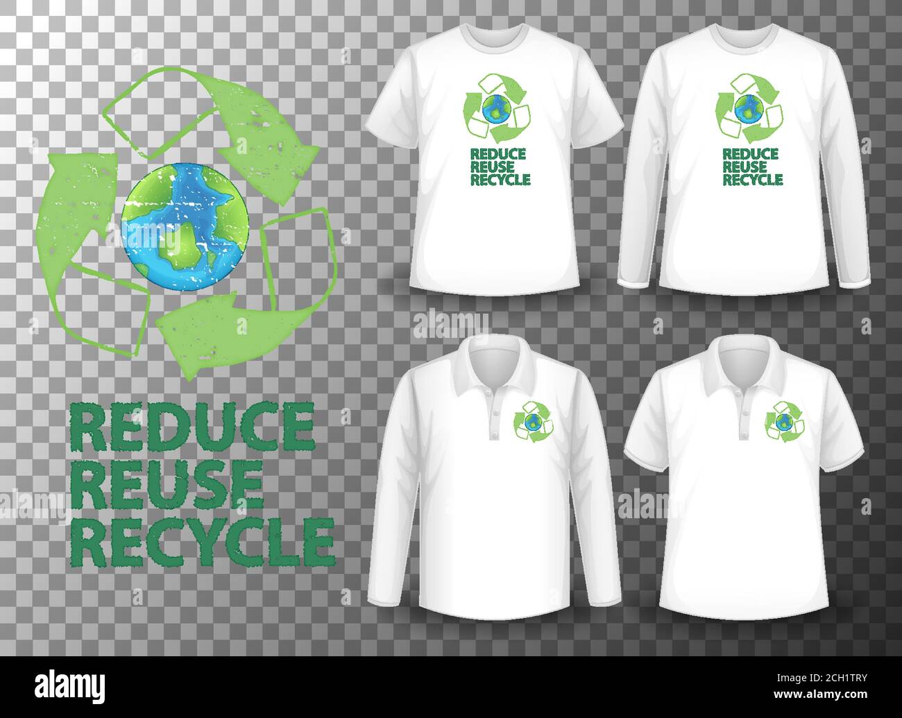 Reduce reuse and recycle logo with Set of different shirts with logo ...